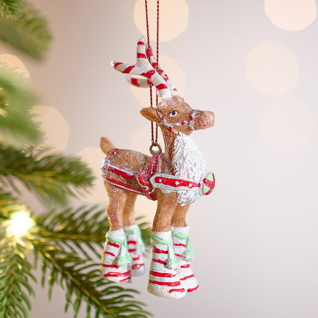 Елочная игрушка Олень Луис с полосатыми рогами 10 см, Winter Deco, 1001068