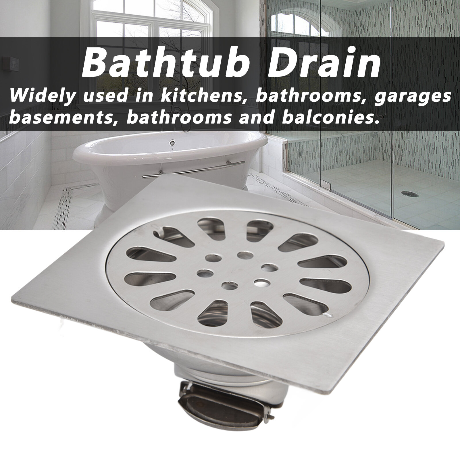 Сливной канал для душа квадратной формы, регулируемая вставка плитки, сливной канал в пол для кухни, ванной комнаты