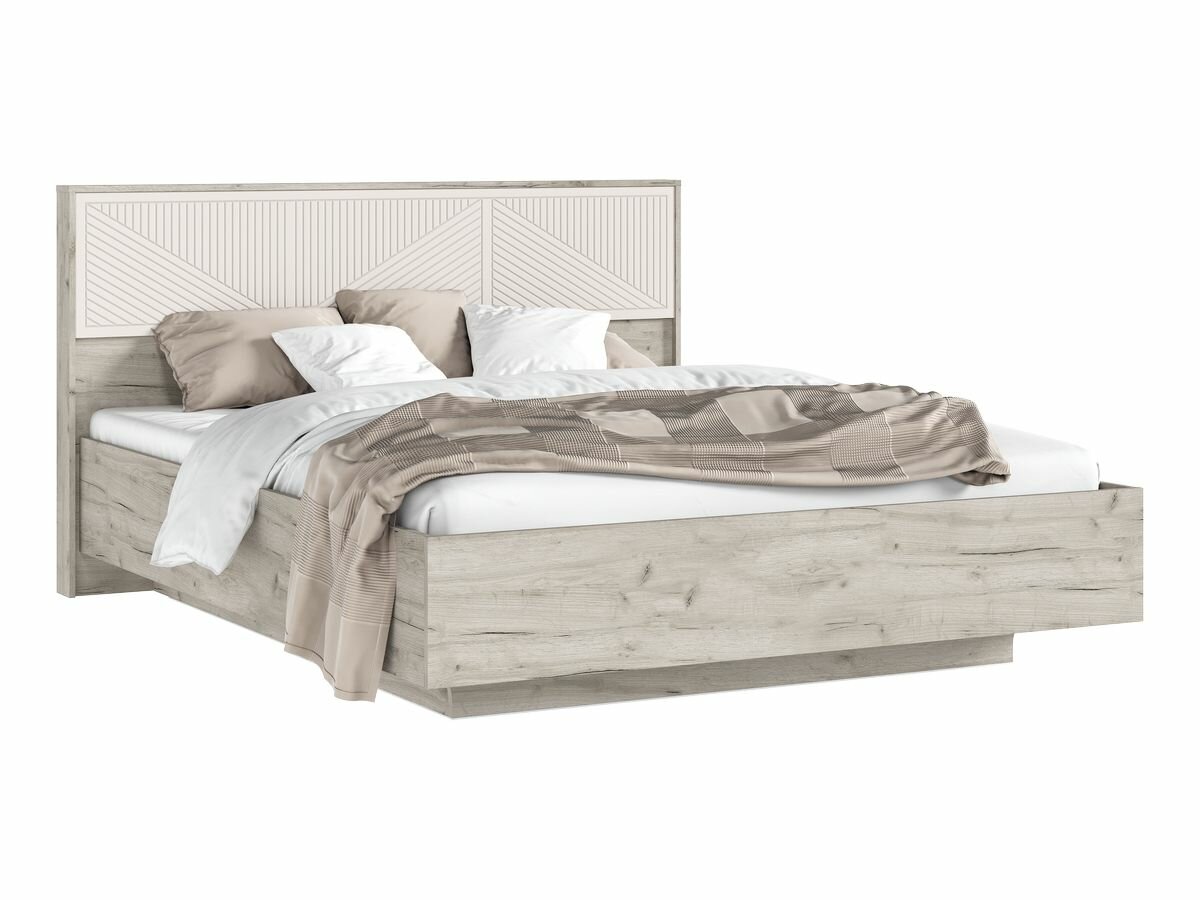 Кровать двухспальная 160х200 парящая с ортопедическим основанием Кашемир/Крафт серый