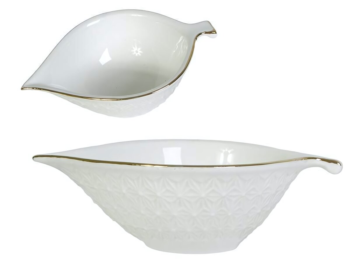 Икорница 11см «Снежная королева» из фарфора с золотой окантовкой для сервировки