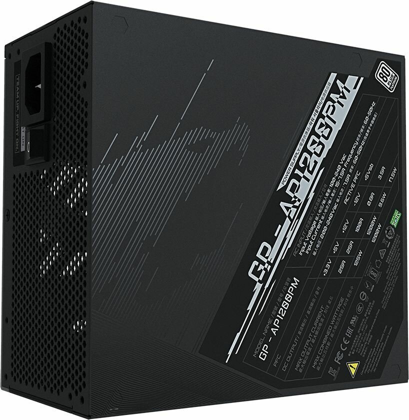Блок питания GIGABYTE GP-AP1200PM, 1200Вт, черный, модульный, с RGB-подсветкой