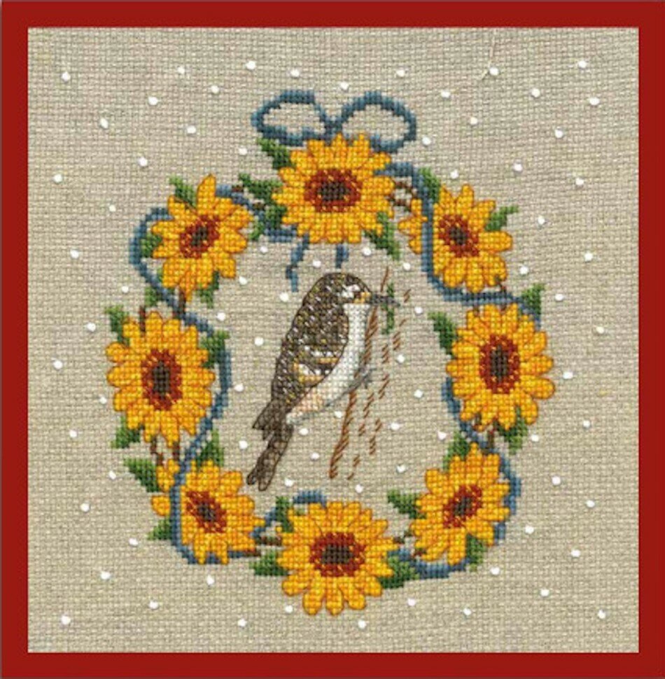 Набор для вышивания Le Bonheur des Dames #2696 September wreath - Treecreeper (Сентябрьский венок Лиана), Счетный крест, 14.5 х 14.5 см