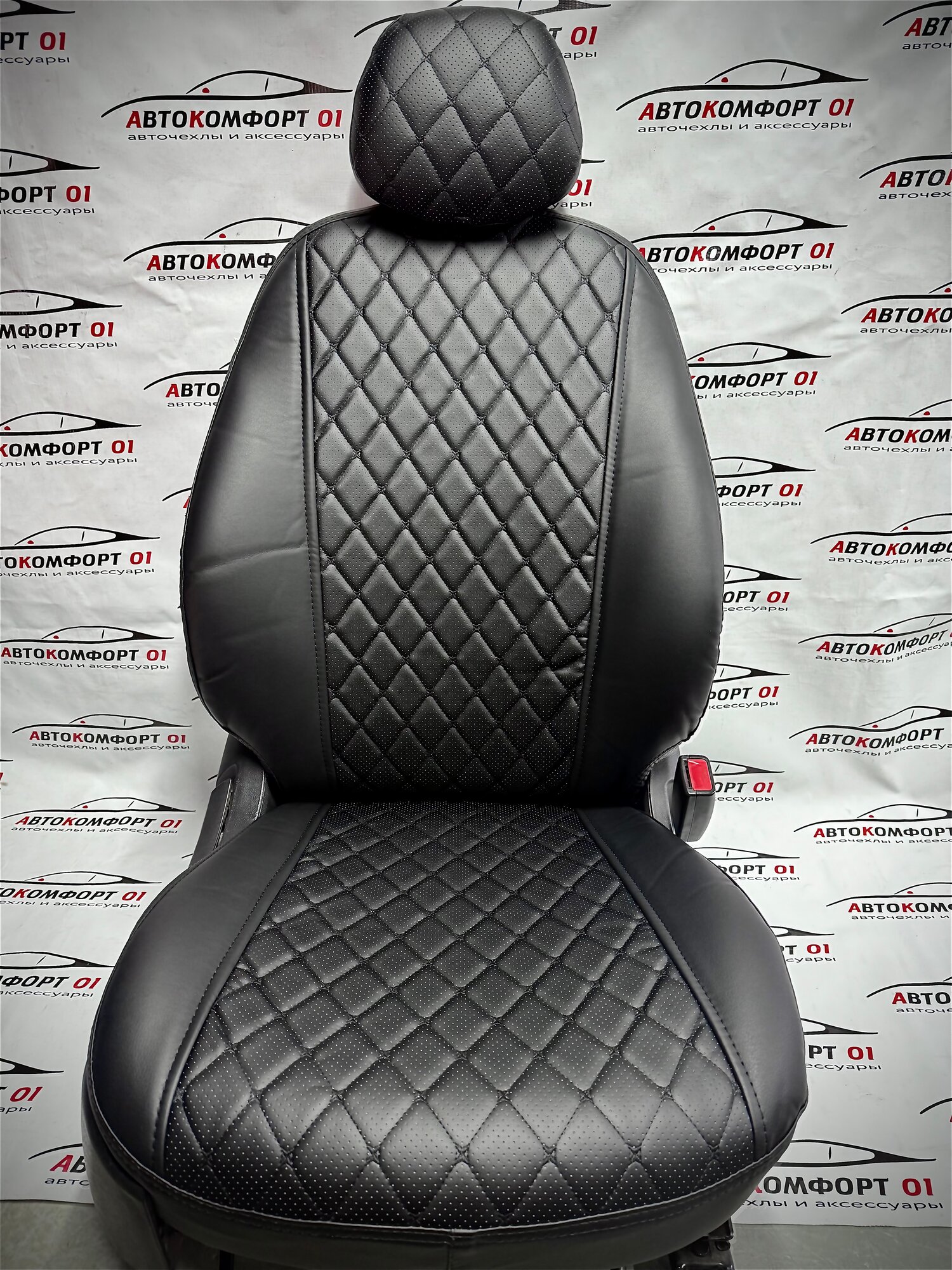 Комплект чехлов ELITE для УАЗ Хантер. Экокожа, ромб, черный + черный.