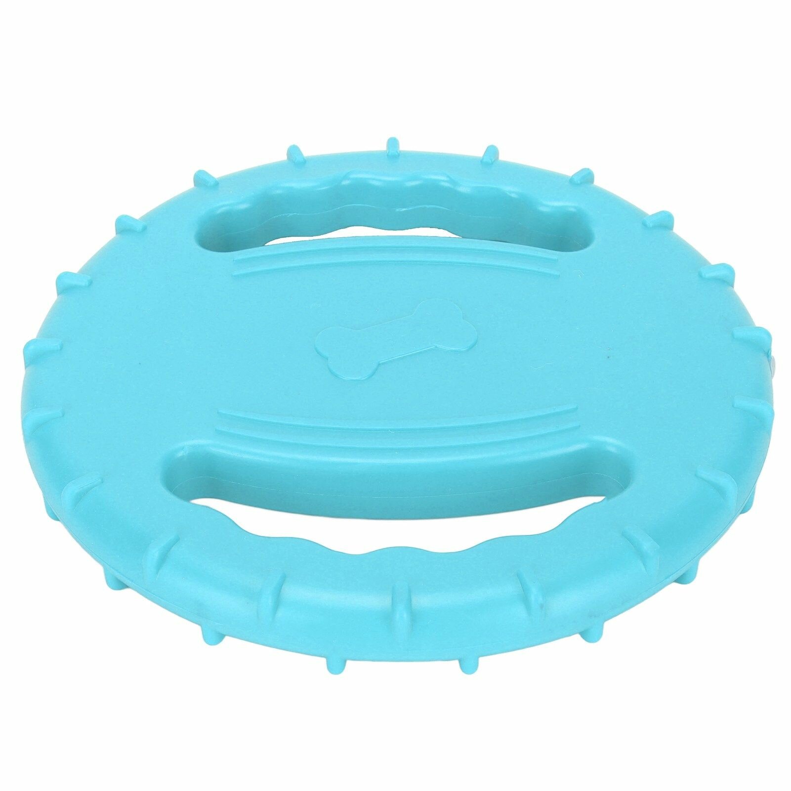 Игрушка-летающий диск для собак, гибкий TPR, скрипучий, для снятия стресса, 2-сторонний полый дизайн, летающий диск для дрессировки домашних животных для больших собак, небесно-голубой