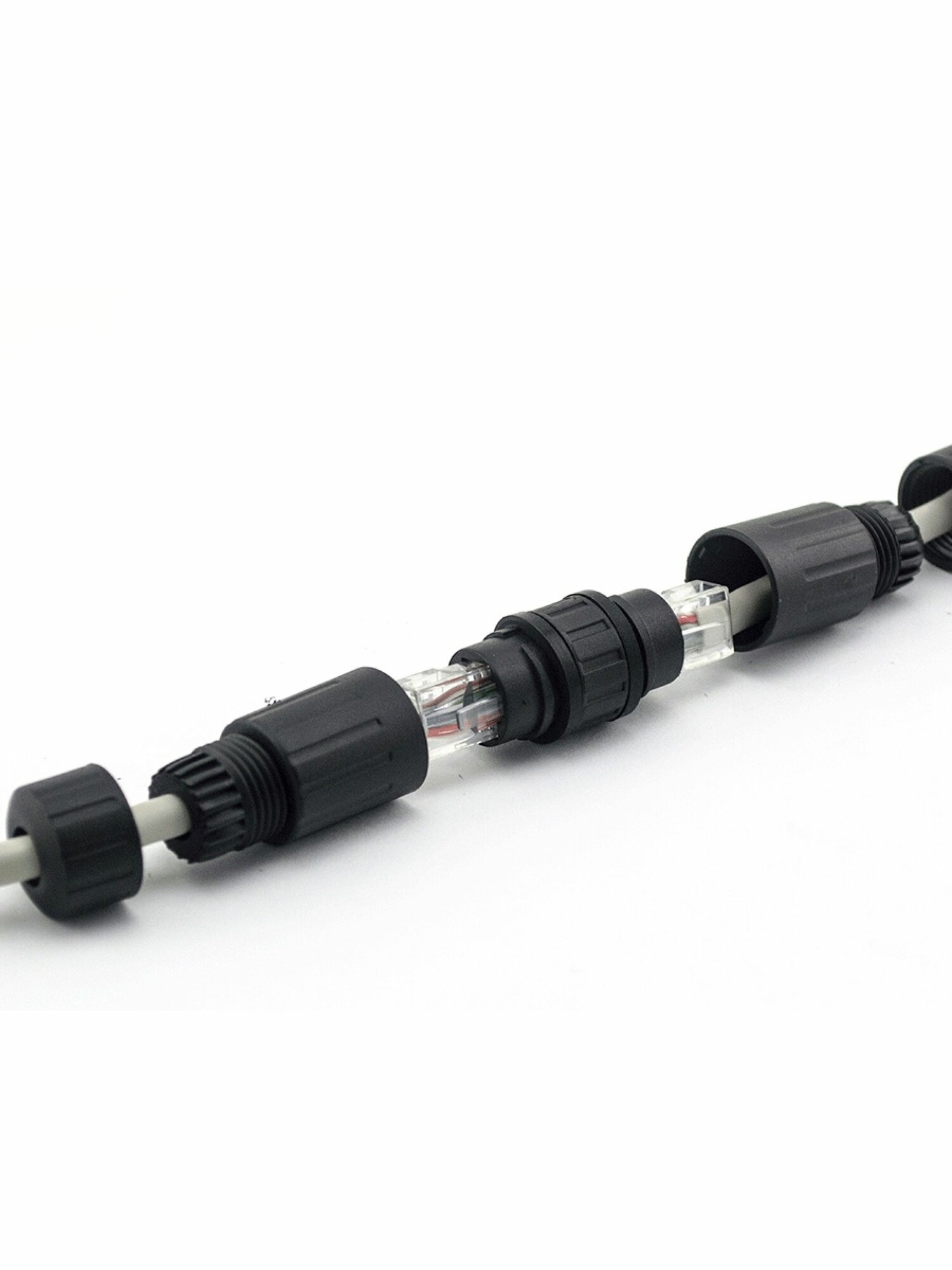 Соединительный модуль RJ45, cat.6, герметичный (IP68), цанг зажимы, экранированный, черный, NETKO Optima