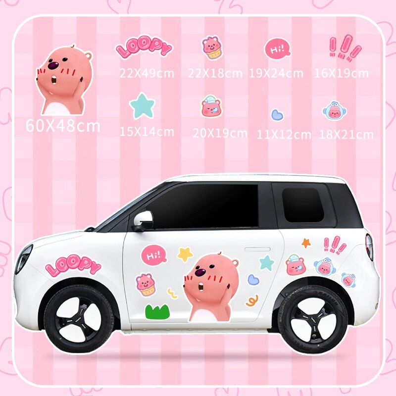 Наклейки на кузов автомобиля Panda mini, липкие, в виде лоуипа, рубинового маленького бобра, для декора кузова,