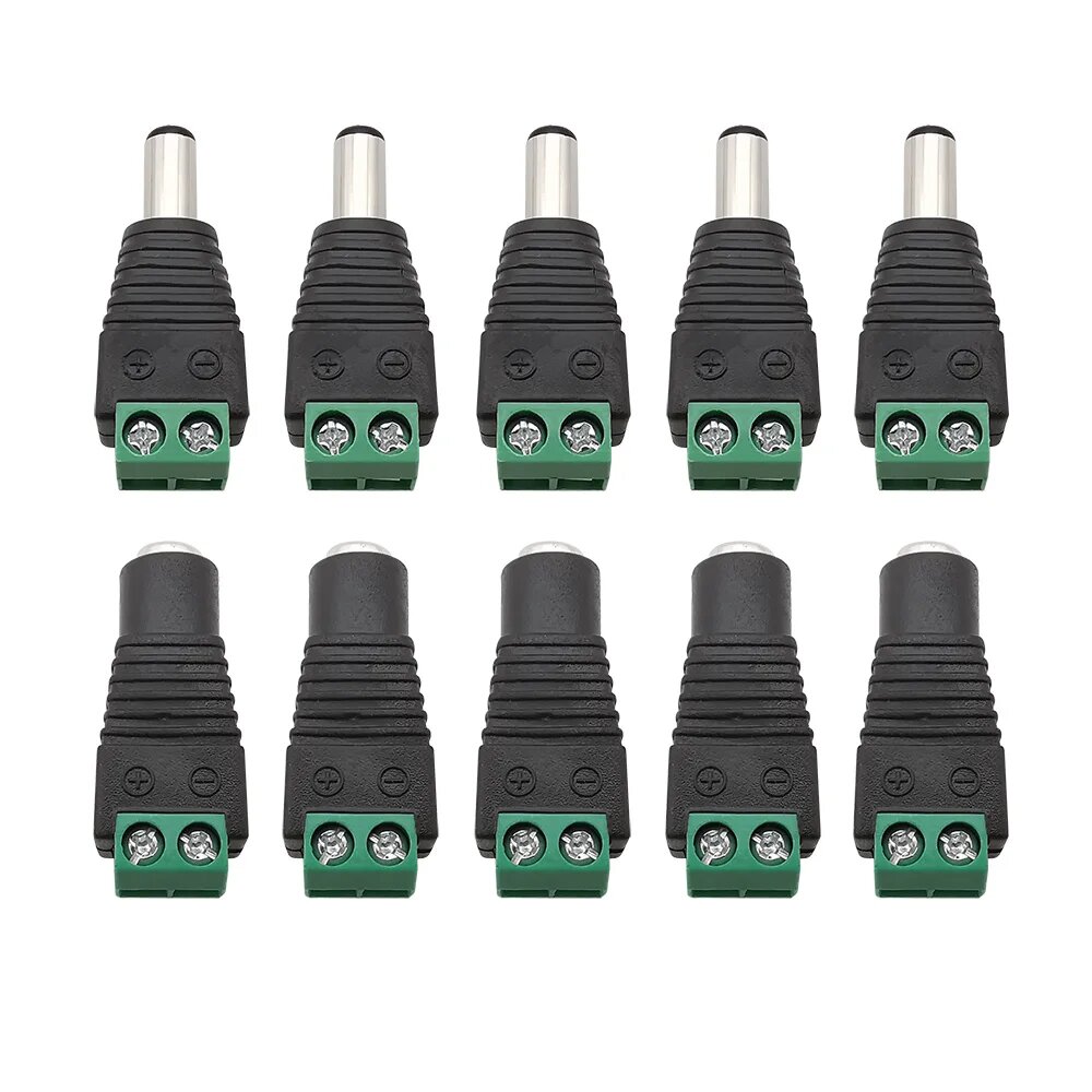 Разъем DC 5.5x2.1мм, 5 Male, 5 Female, 10шт