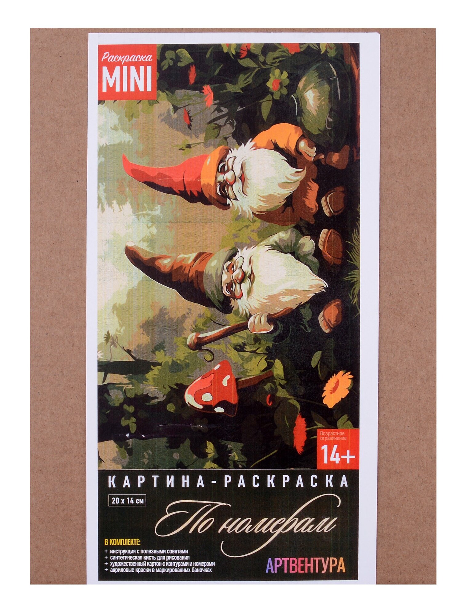 Картина-раскраска по номерам "Веселые Гномы" 20х14 см.