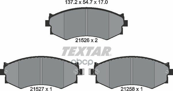 2152601 колодки дисковые передние! Nissan Primera 1.6/2.0i/2.0D 90-98, Hyundai Sonata 1.8-2.4 88-93 Textar арт. 2152601