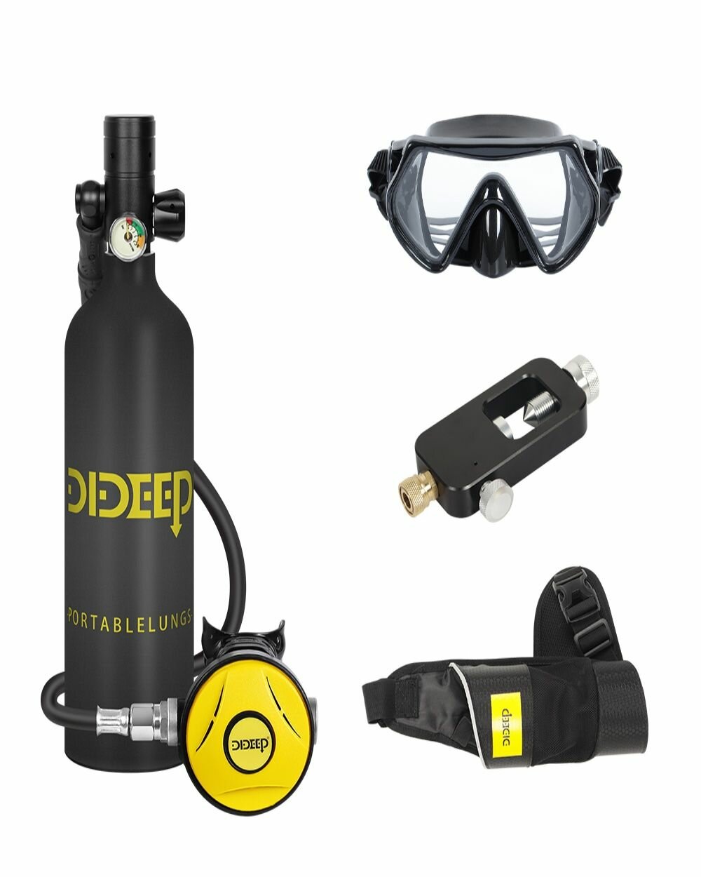 Новый подводный респиратор DIDEEP X4000Pro с кислородным баллоном для дайвинга, портативный респиратор для дайвинга емкостью 1 л