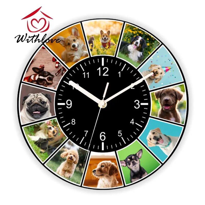 Персонализированные настенные часы с собакой Желтый, 14inch (35x35cm)
