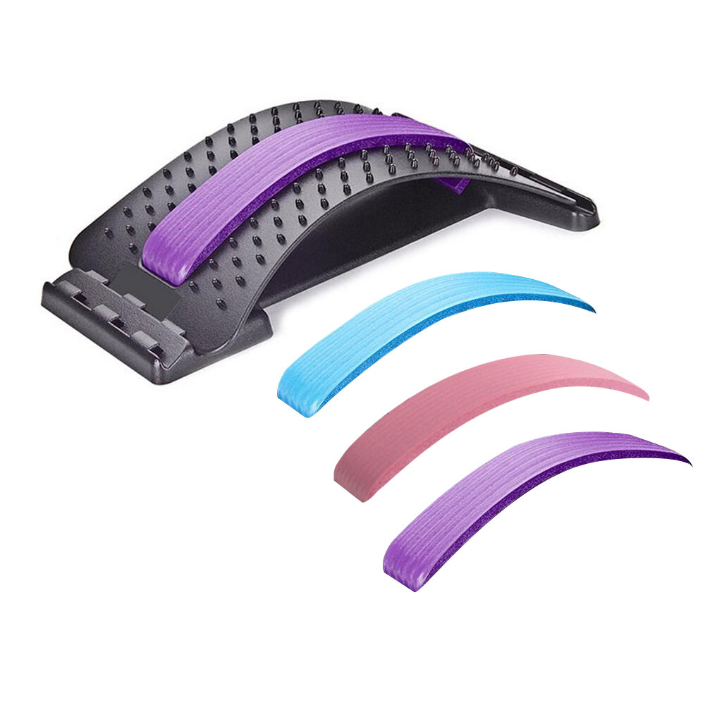 Массажер для спины Lumbar Stretcher, материал ABS+резинка, цвета черный+фиолетовый, синий+черный, белый+синий, черный+зеленый, фиолетовый+белый, зеленый+белый, черный+красный, черный+розовый, белый+розовый, белый+красный, высота трех уровней 70мм, 90мм,