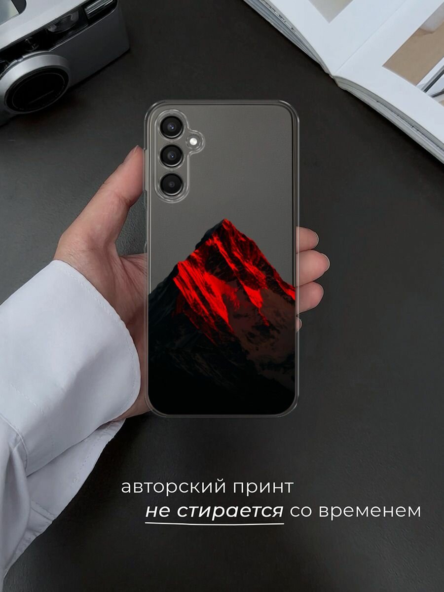 Чехол на Samsung Galaxy A24 / Самсунг Галакси A24 с принтом Красная гора 2, прозрачный — фото 1
