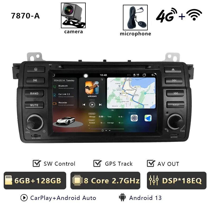 CHSTEK Android 13 для BMW 3 серии E46 M3 Автомобильный радиоприемник Rover 75 316i 318i 1998-2007 Carplay Стерео WIFI 4G GPS Bluetooth головное устройство 7870A