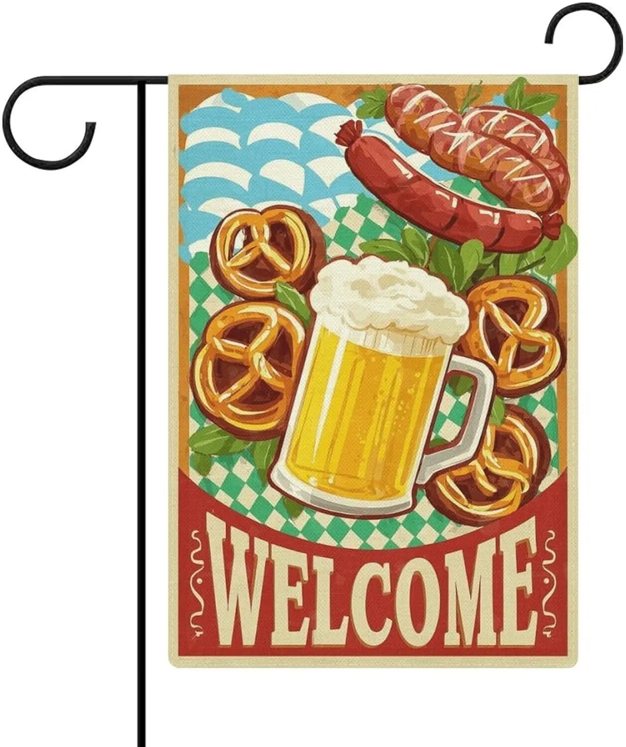 Садовый флаг «Добро пожаловать, пиво Октоберфеста», двусторонний, 12x18 из мешковины, сезонное украшение двора для наружного крыльца ZZA