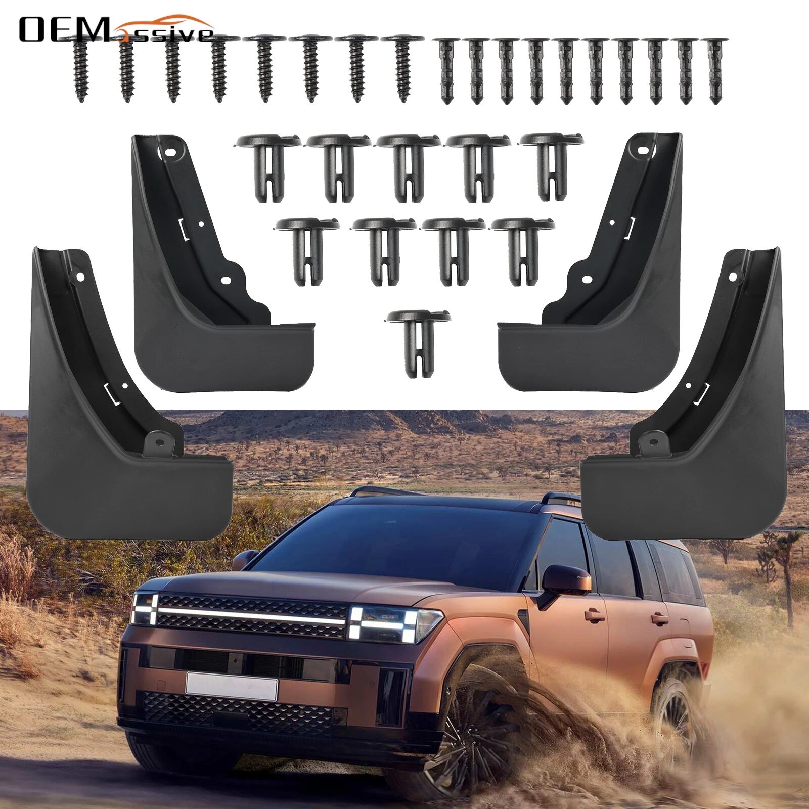 Набор из 4 брызговиков для Hyundai Santa Fe, брызговики, брызговики, передние и задние автомобильные аксессуары 2023-2025 гг.