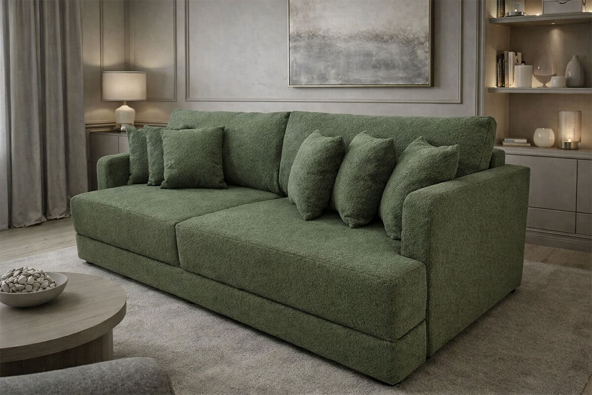 Диван еврокнижка Сиена с 5 декоративными подушками, Bravo Wasabi