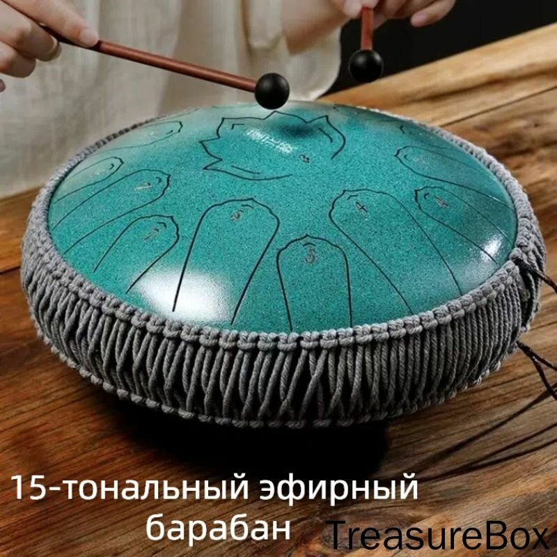 Глюкофон, тональный язычковый барабан, 35cm, 15 нот, до мажор, зеленый-LIYANLIANG