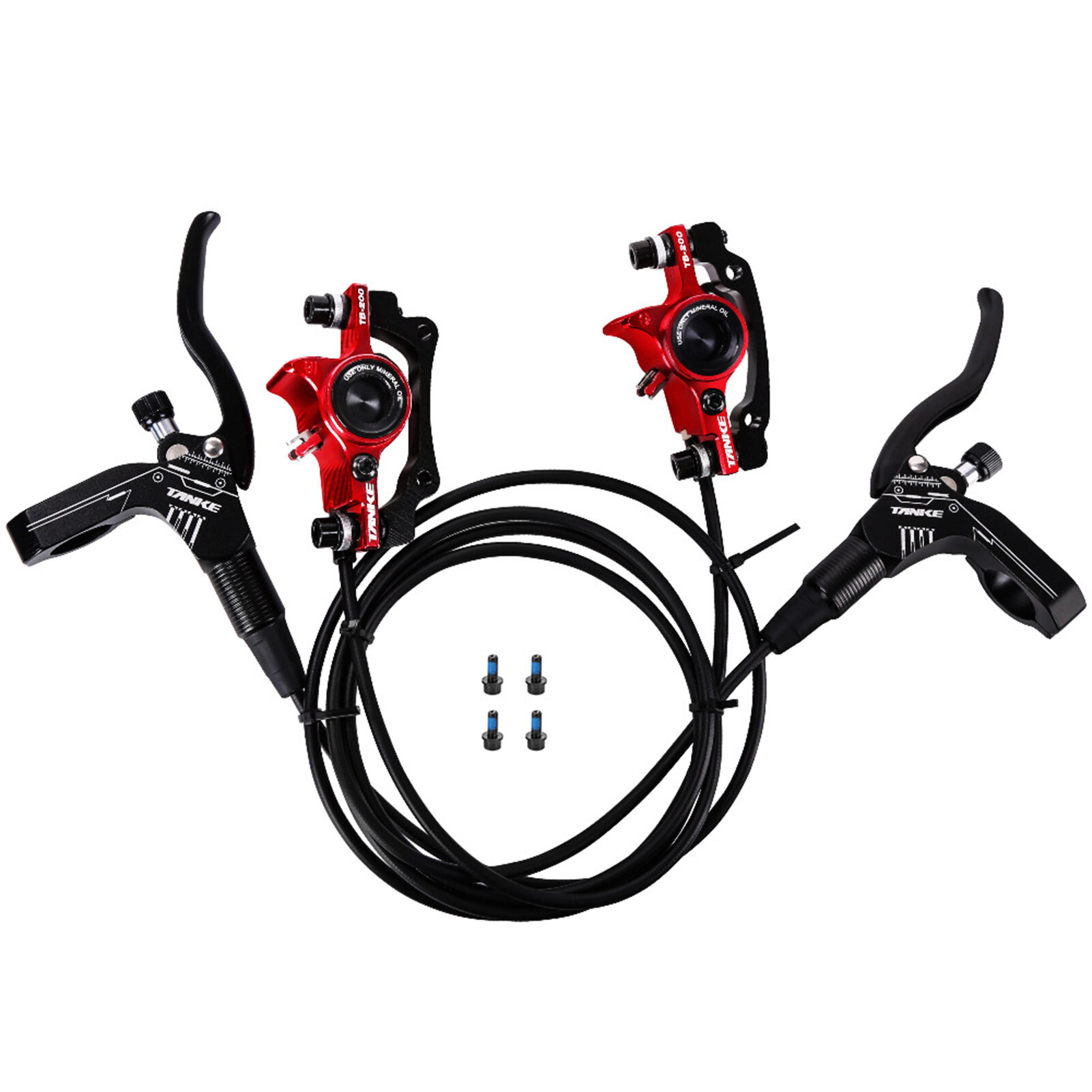 Набор гидравлических дисковых тормозов для велосипеда передний задний суппорты для MTB горного велосипеда рычаги тормозов левый правый с дисковым ротором 160мм длина рукава передняя 800мм задняя 1450мм материал алюминиевый сплав цвет черный красный тип