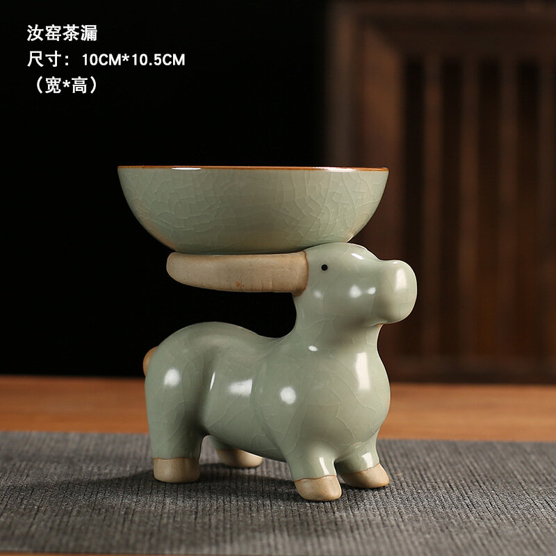 Чайный домик Ru Kiln, открытая ломтиковая банка, может быть поднята, чистый цвет, керамическое украшение для чайного стола, имитация яйца, чайное искусство, декор, поднос для чая Tianqing