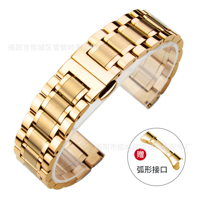 Замена ремешка для часов известного мастера с пятью бусинами, из цельного нержавеющего стали, с двойной застежкой-бабочкой, универсальный ремешок для умных часов с вакуумным гальваническим покрытием