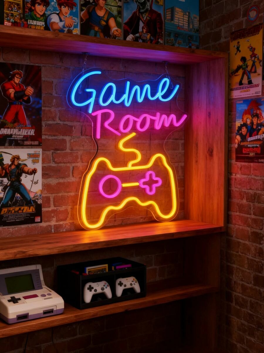 Светодиодная Неоновая Вывеска GAME ROOM С USB-подключением Для Игровой Зоны