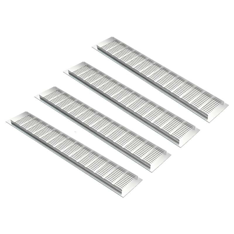 Решетка вентиляционная из алюминиевого сплава 4 шт, Матовое серебро 80х400