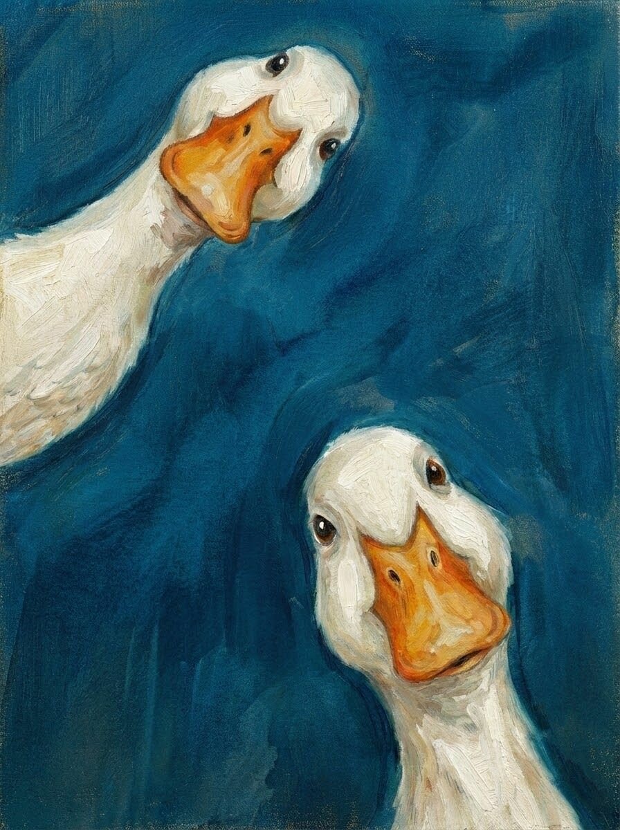 Картина для интерьера "Гуси" - синий - А2