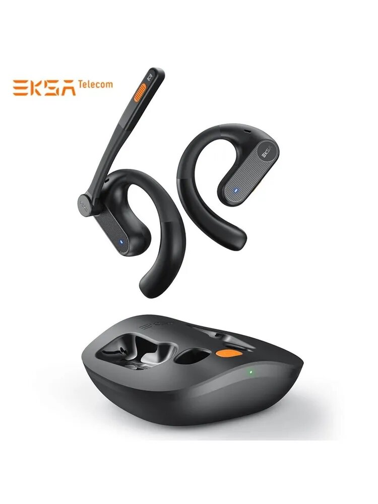 EKSA Наушники с микрофоном, черно-серый, коралловый