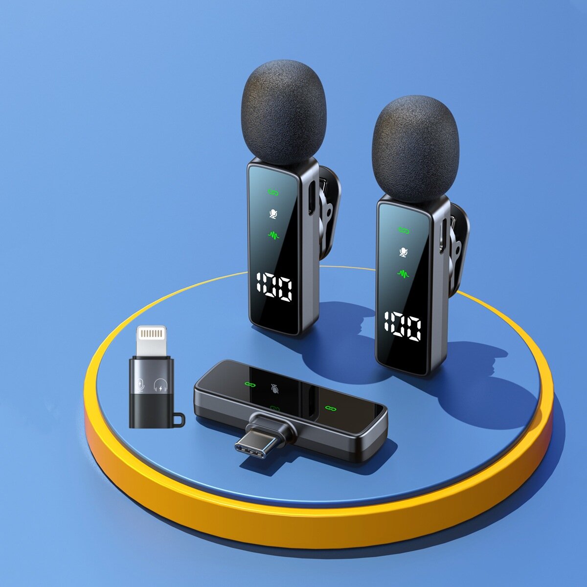 Цифровой дисплей, новый беспроводной лавальерный микрофон с магнитным креплением для съемки видео на улице, прямой трансляции, микрофон с шумоподавлением