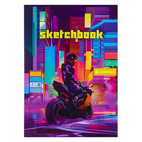 Скетчбук А5 48л/склейка мелов "Мотоциклист"блок бежевый 70г/м2 миленд С48-4190
