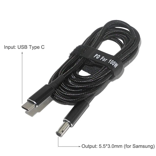 Geris Power Адаптер питания USB Type-C 100 Вт для ноутбуков 5.5-3.0mm