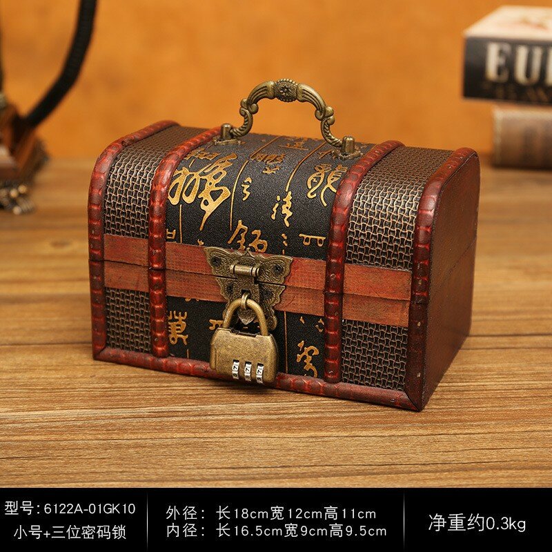 2026 Европейская ретро деревянная коробка для хранения, сундук с замком для детей, портативная антикварная настольная коробка для хранения косметики и ювелирных изделий
