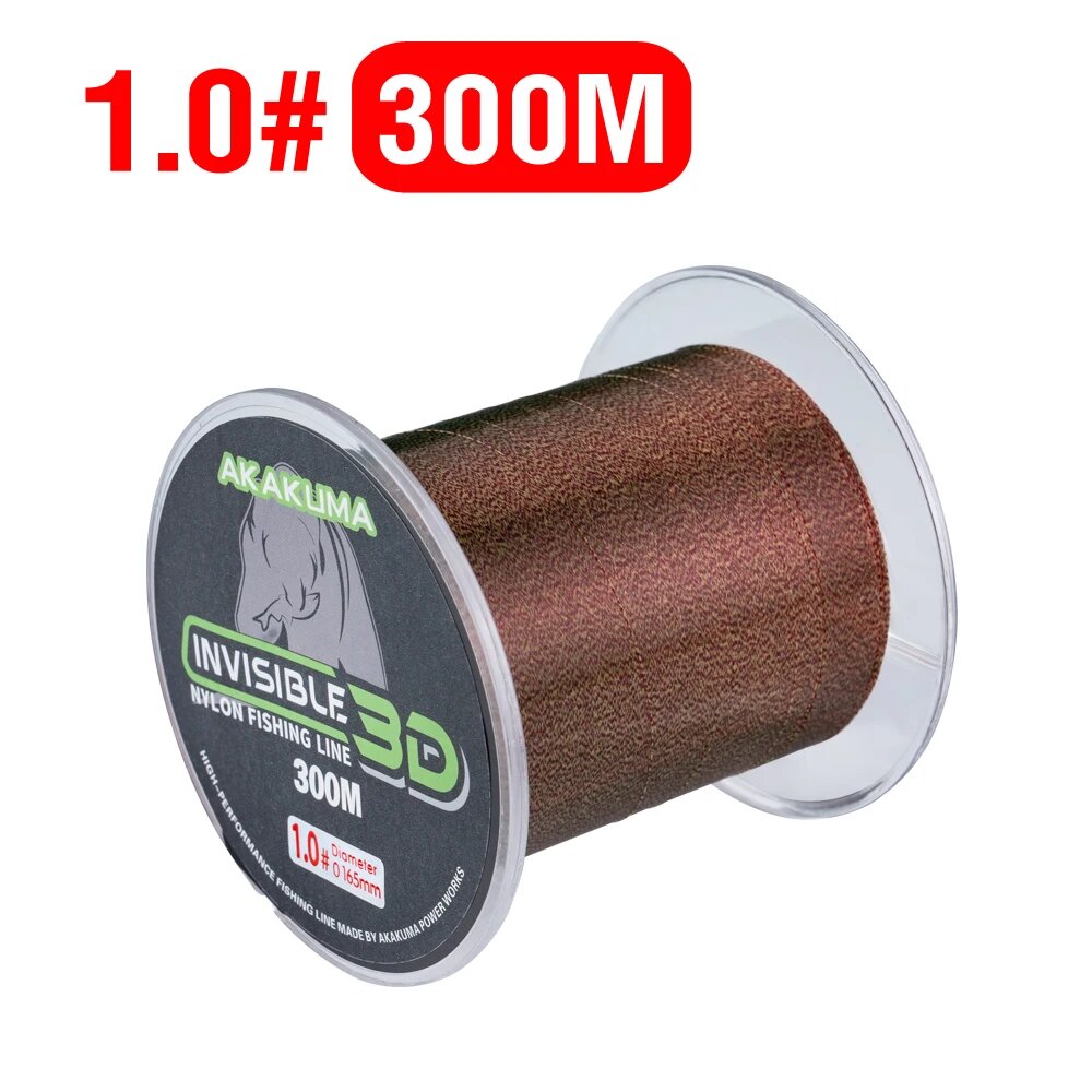 Леска монофильная Akakuma Invisible 3D, 1.0#, 300м, цвет 1.0