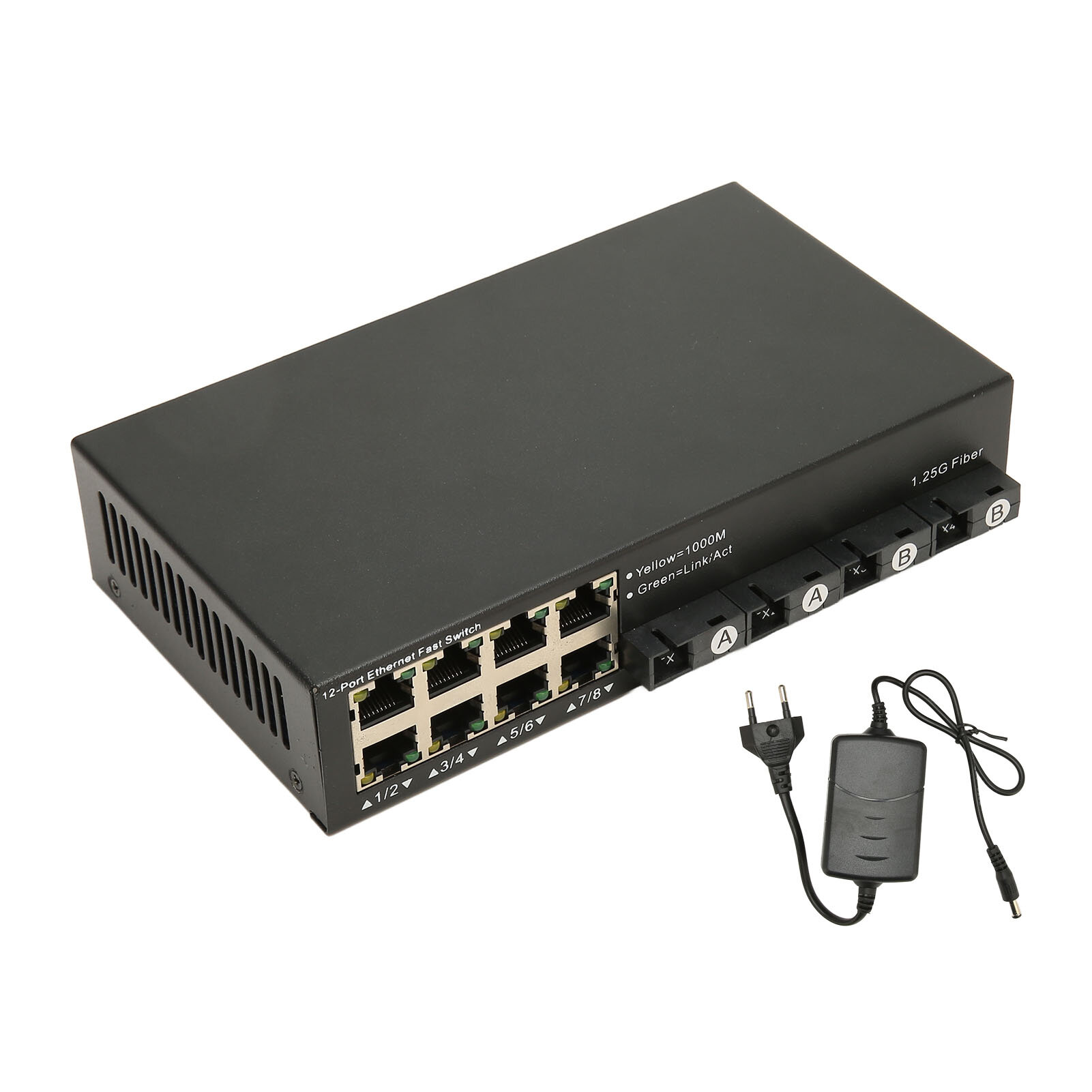 Гигабитный ethernet коммутатор 12 портов 10 100 1000m tx1310nm rx1550nm автосогласование медиаконвертер для офиса 240v eu plug