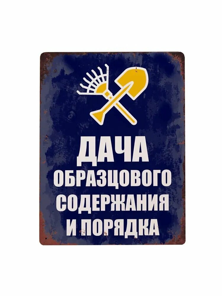 Прикольная табличка Дача образцового содержания и порядка, металл, 20х30 см.