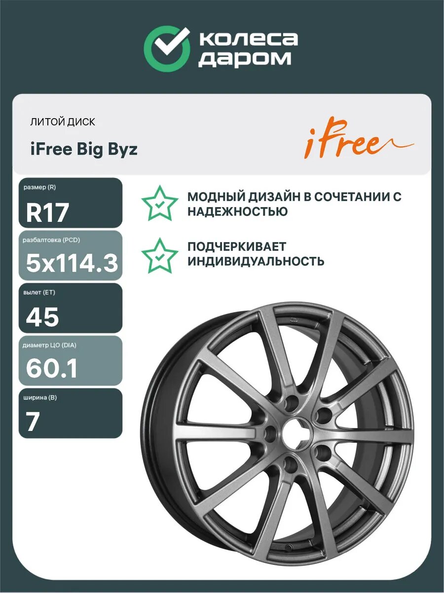 Диски литые Big Byz R17х7 5x114.3 ET45 DIA60.1