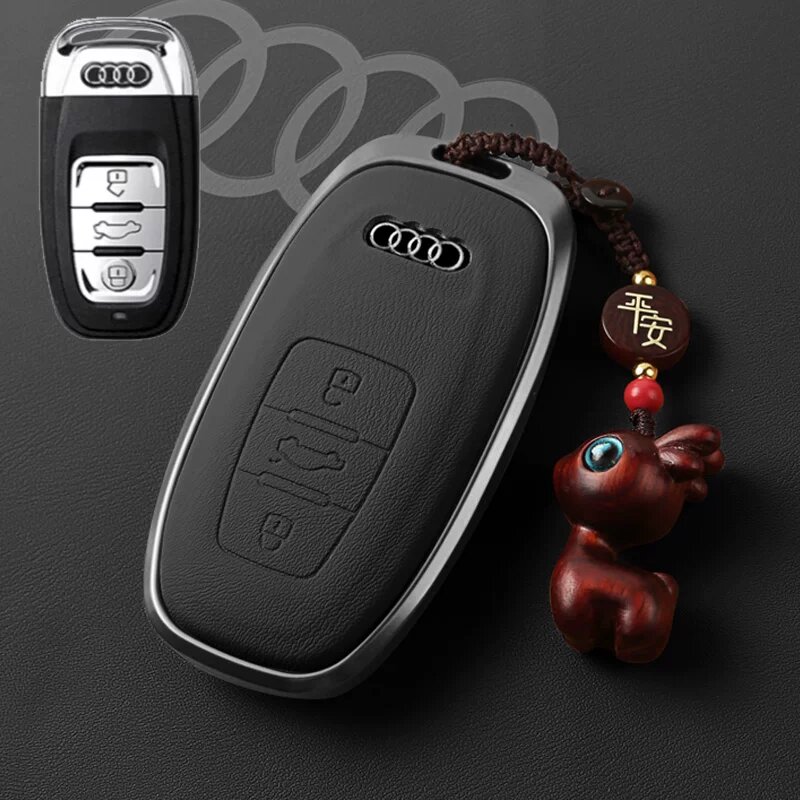 Алюминиевый чехол для брелока Audi A6L, A7L, Q7, Q8, Q6, Q5, Q4, ETRON - Черный, Дизайн с оленем