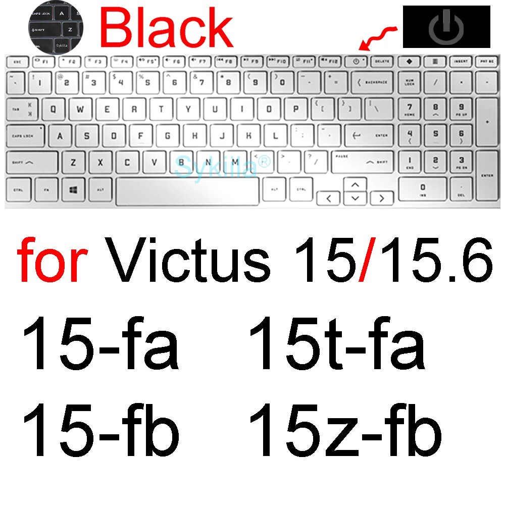 Силиконовый чехол для клавиатуры HP Victus Sykiila Черный, Black