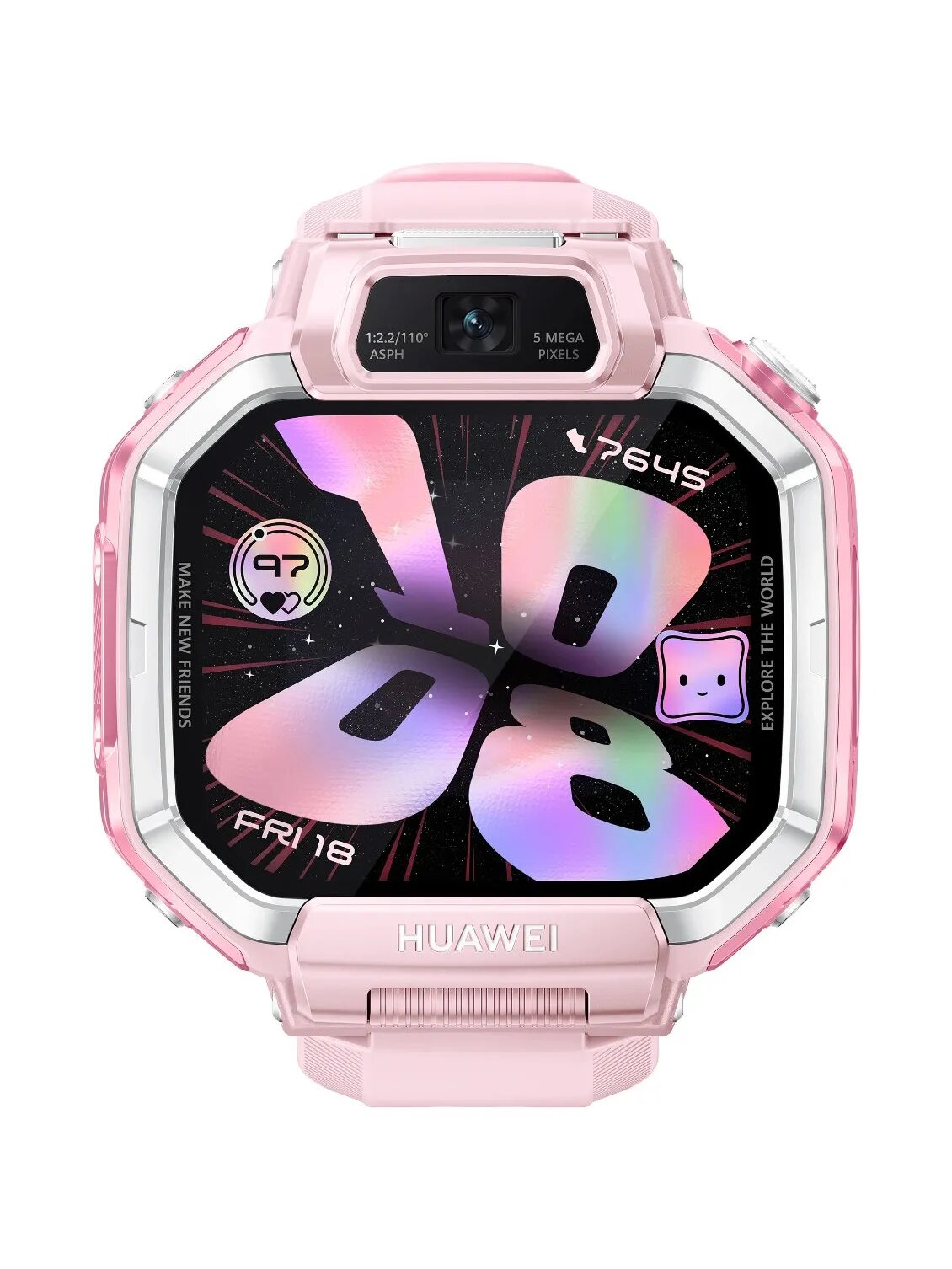 Часы Huawei KIDS X1 55020JAM, антибликовый экран, SOS-сигнал, 1.82" AMOLED, розовый