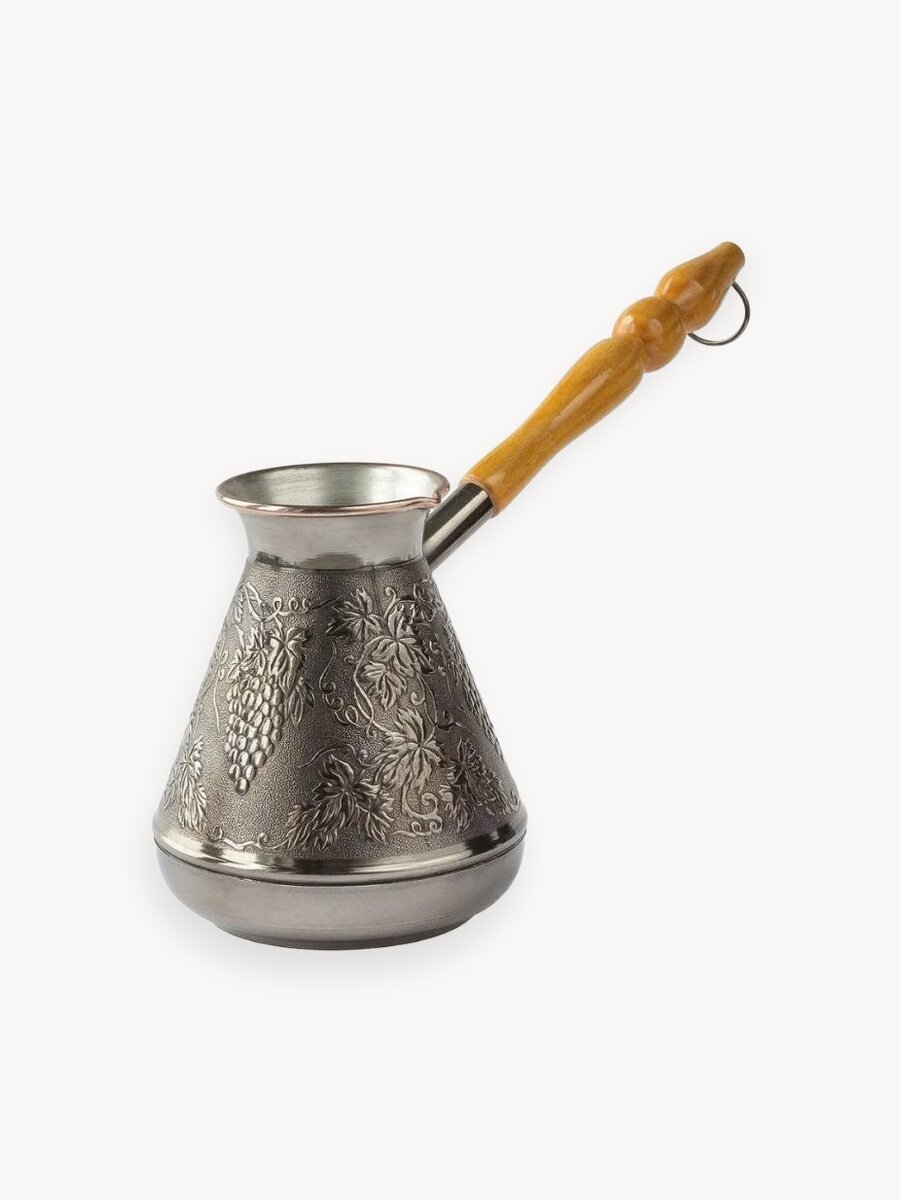 Турка TimA "Виноград" ВН-200, медь, для кофе по-восточному, серебристая, 0,2 л