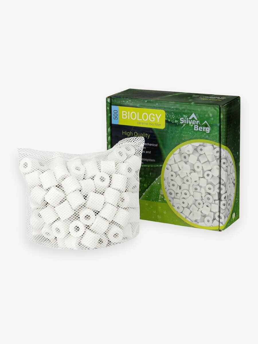 Наполнитель для аквариумного фильтра, керамические кольца для аквариума, 500гр, Silver Berg Biology 500