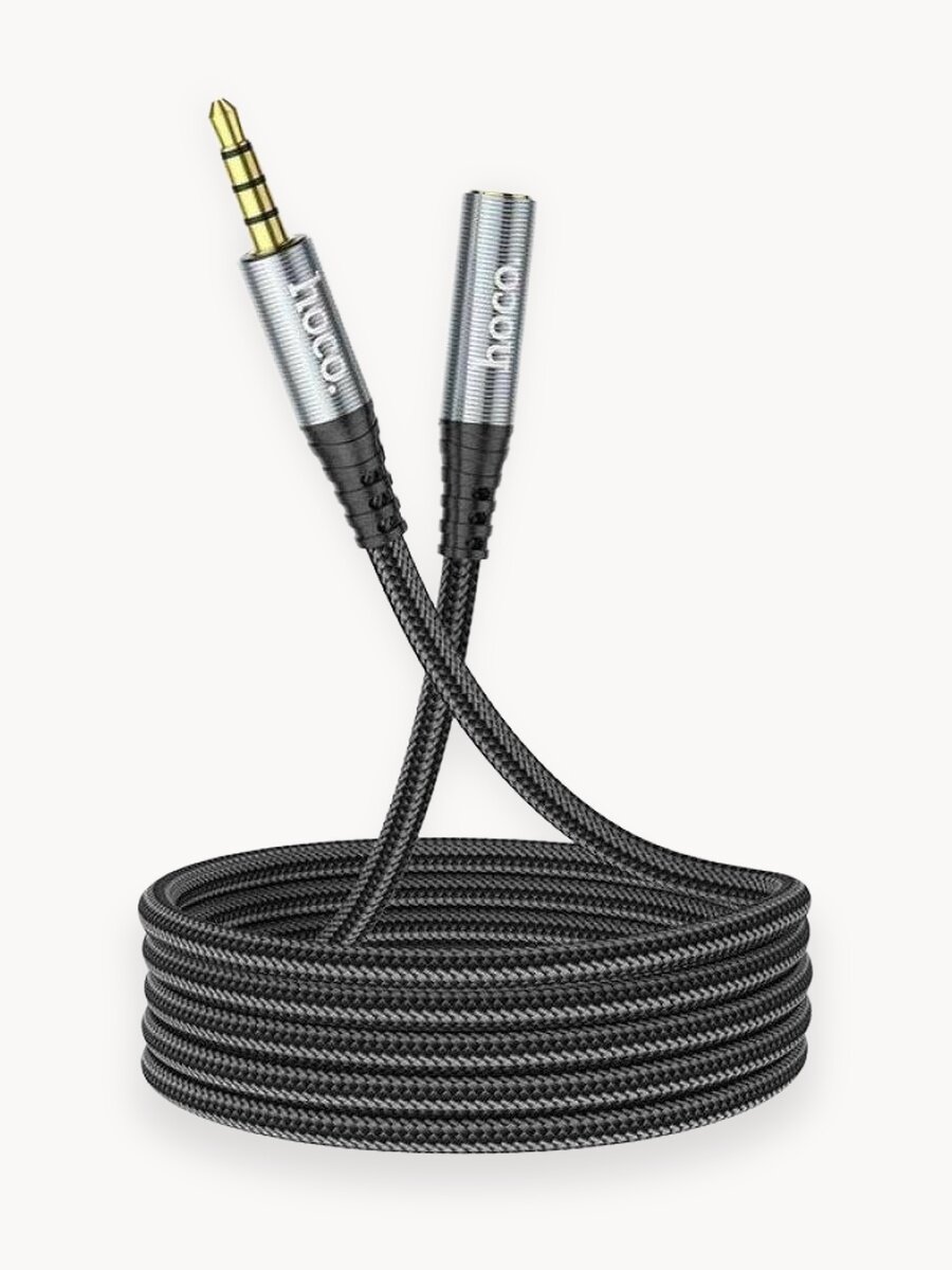 AUX удлинитель, UPA20, 2m, HOCO, металлический серый