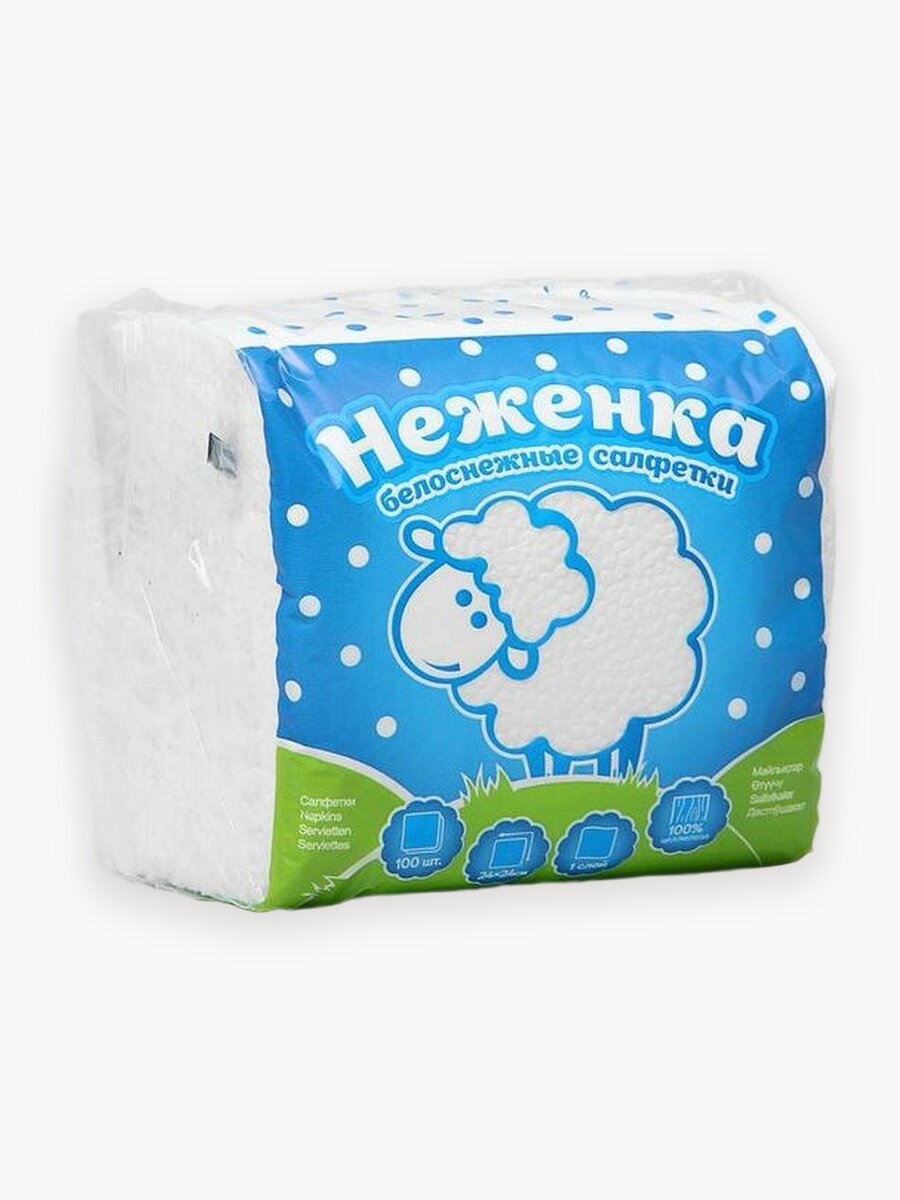 Салфетки бумажные «Неженка», 24×24 см, 1 слой, 100 шт, белые