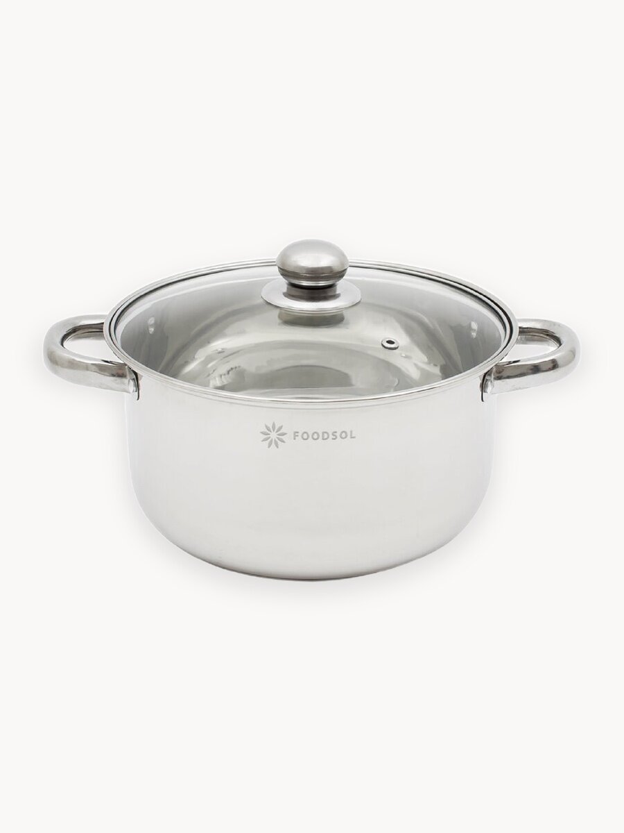 Кастрюля из нержавеющей стали со стеклянной крышкой 2 л