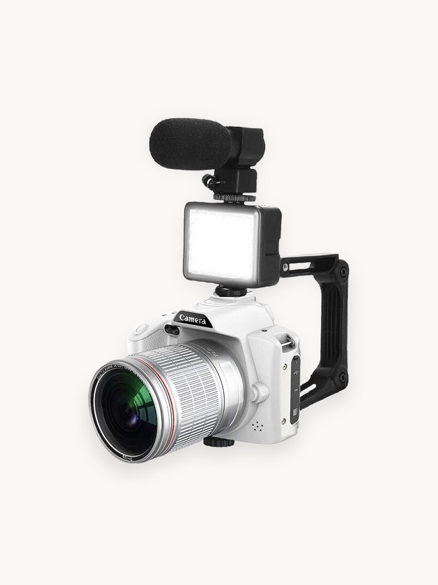 Цифровой фотоаппарат 64Мп с экраном и Wi-Fi для блогеров и видео 4K с микрофоном и картой памяти 128ГБ