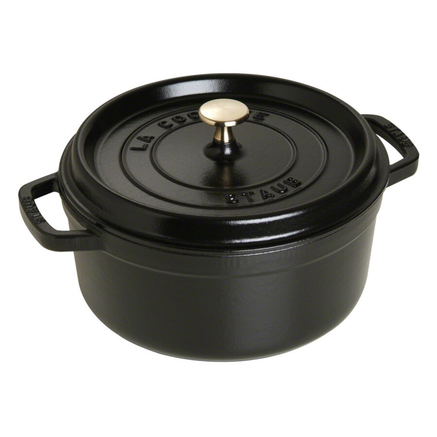 Кастрюля Staub 24 см, 3,8 л, чугун, черный, премиум качество, элитная, высокое качество