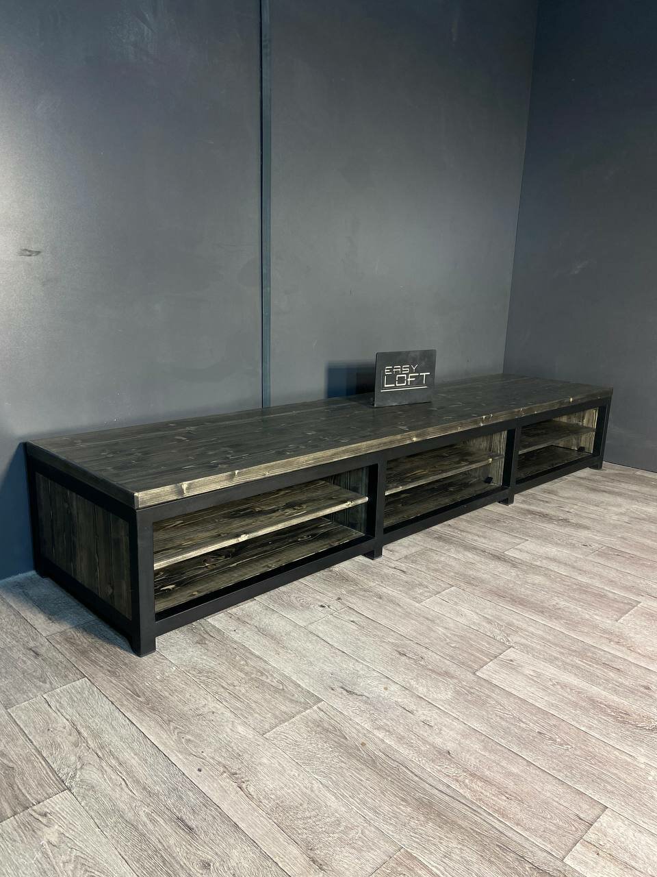 Тумба "EasyLOFT" в стиле лофт под телевизор, в гостиную, для дома и офиса, 250х60х40 см.
