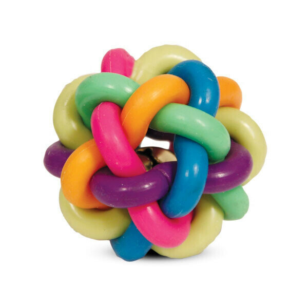 Игрушка для собак из цельнолитой резины "Мяч-лабиринт с колокольчиком", d45мм, Triol