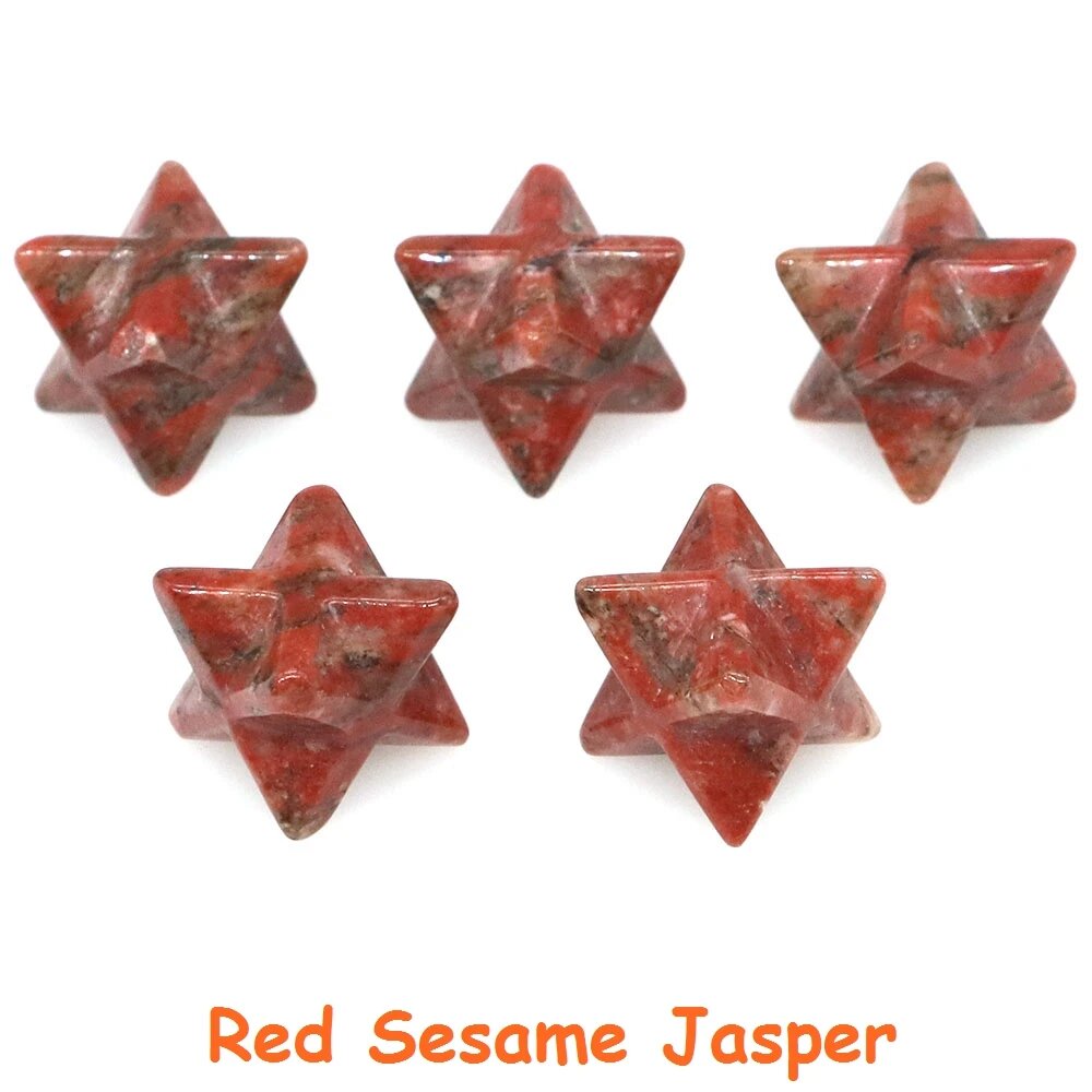 Кристаллы Меркаба Звезды Рейки, набор из 1 штуки Красный, 1 PC, Red Sesame Jasper
